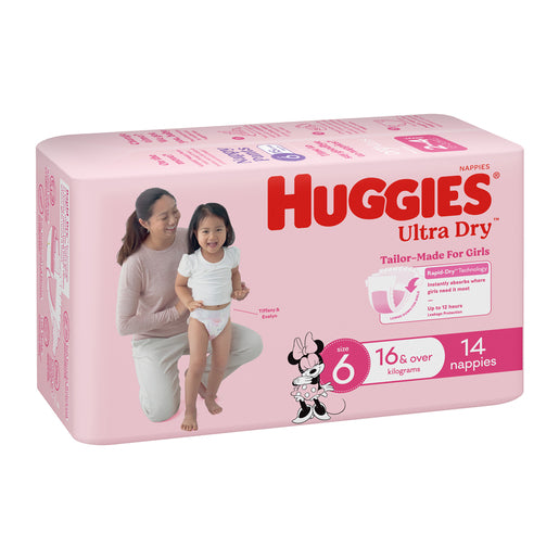 Huggies Ultra Dry Nappies Girl Size 6 (16kg+) 14 Pack – Unify Medical